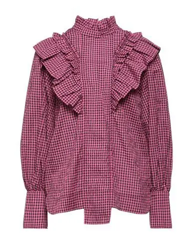 GANNI Ruched Woven Top