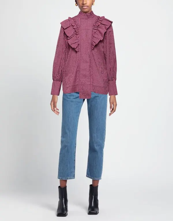 GANNI Ruched Woven Top