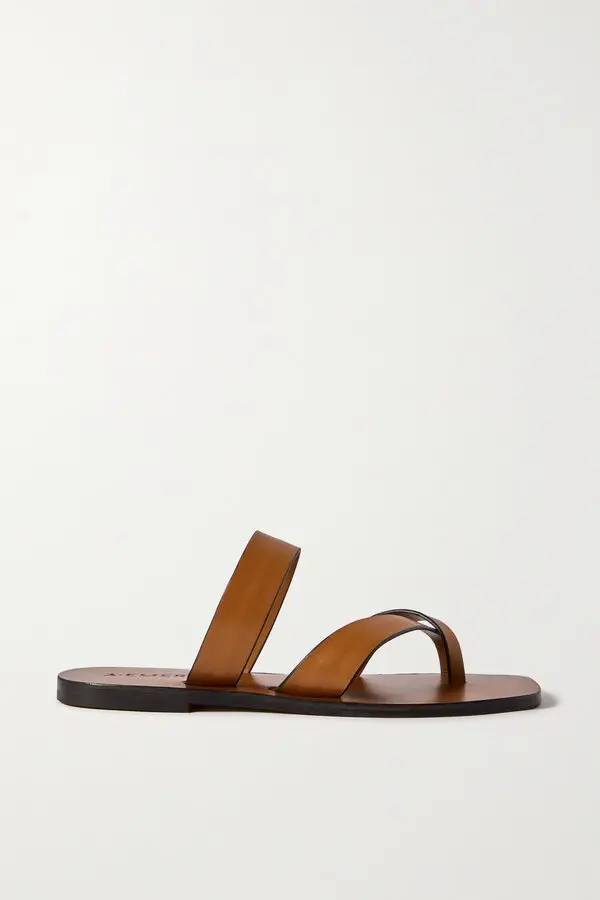 A.emery Carter Leather Slides - Brown
