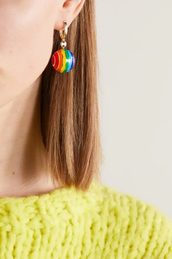 Lauren Rubinski 14-karat Gold Enamel Drop Earrings