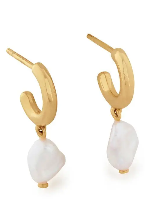 Monica Vinader Nura Keshi Pearl Huggie Earrings - 18ct Gold Vermeil On Sterling
