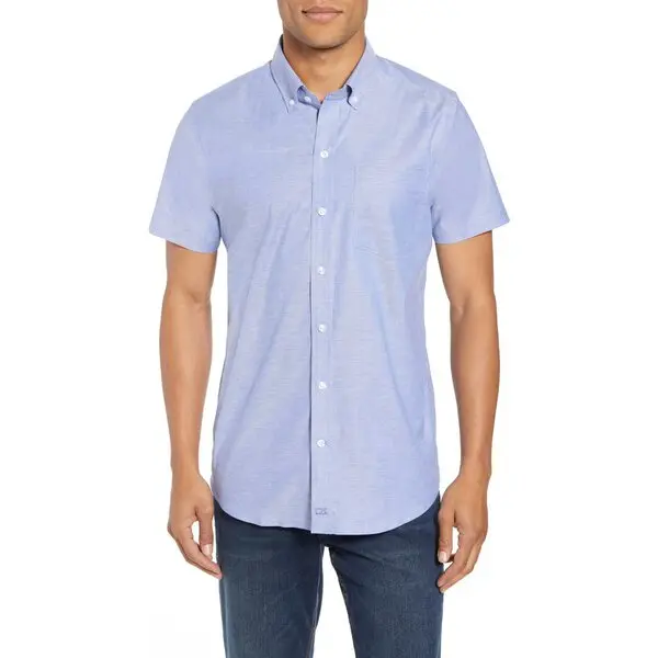 Cutter & Buck Classic Fit Short Sleeve Button-down Oxford Shirt - French Blue