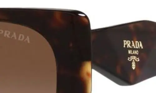 Prada 56mm Gradient Rectangular Sunglasses - Tortoise