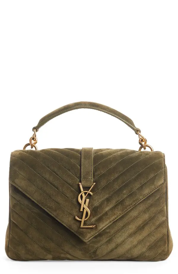 Saint Laurent Medium College Suede Shoulder Bag
