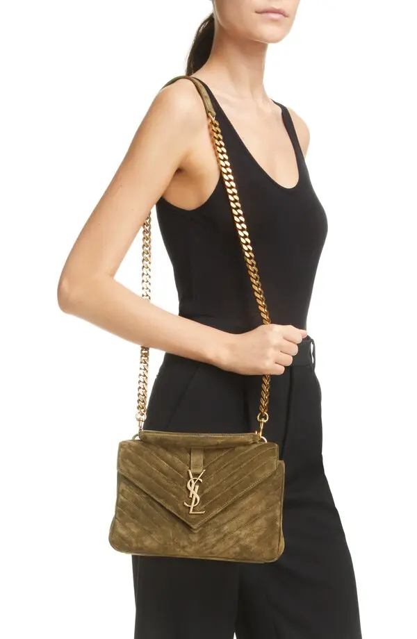 Saint Laurent Medium College Suede Shoulder Bag