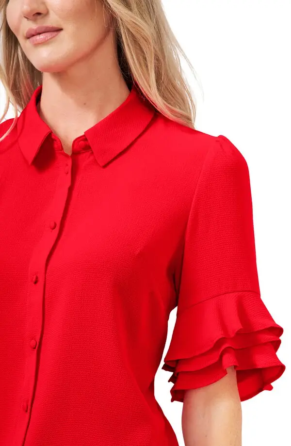 CECE DUPRAZ Ruffle Sleeve Collar Blouse