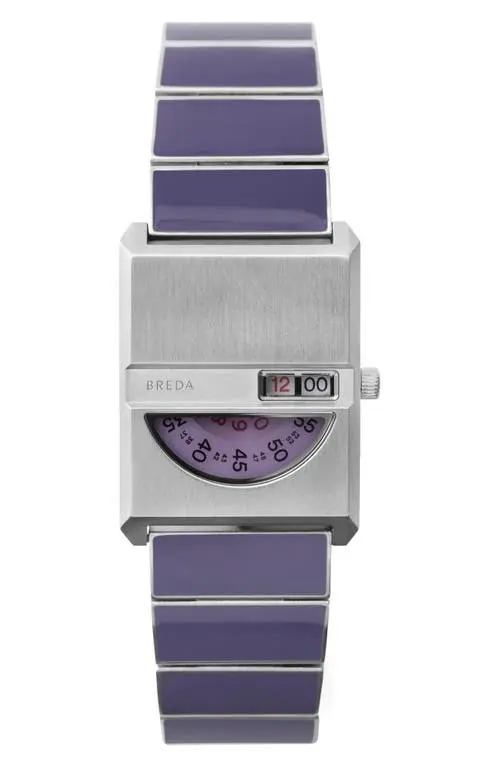 BREDA Pulse Tandem Stainless Steel Bracelet Watch - Purple