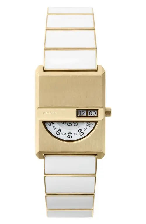 BREDA Pulse Tandem Stainless Steel Bracelet Watch - White