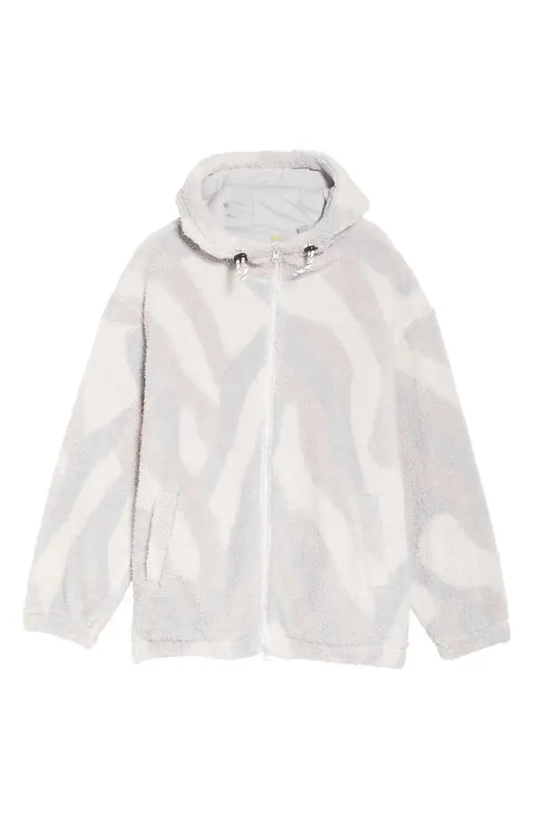 Zella Cloud Soft Boxy Fleece Hooded Jacket - Grey Glacier Broken Stripe
