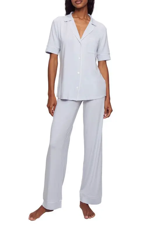 Eberjey Gisele Short Sleeve Pant Pajamas - Ice Blue/ivory