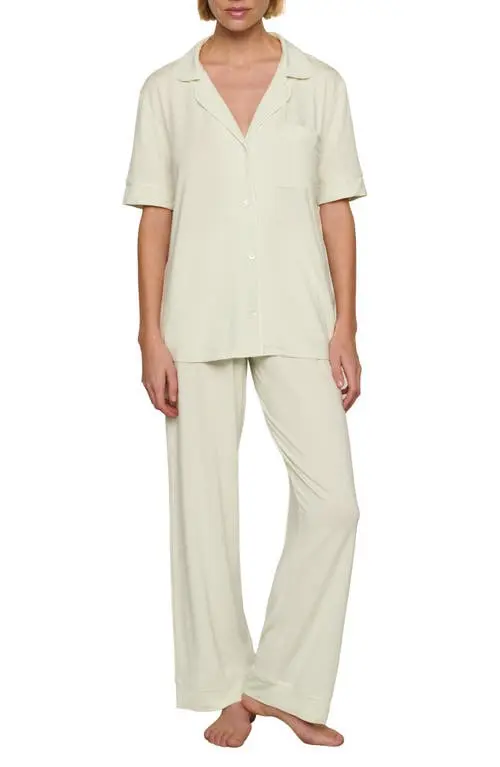 Eberjey Gisele Short Sleeve Pant Pajamas - Seafoam/ivory