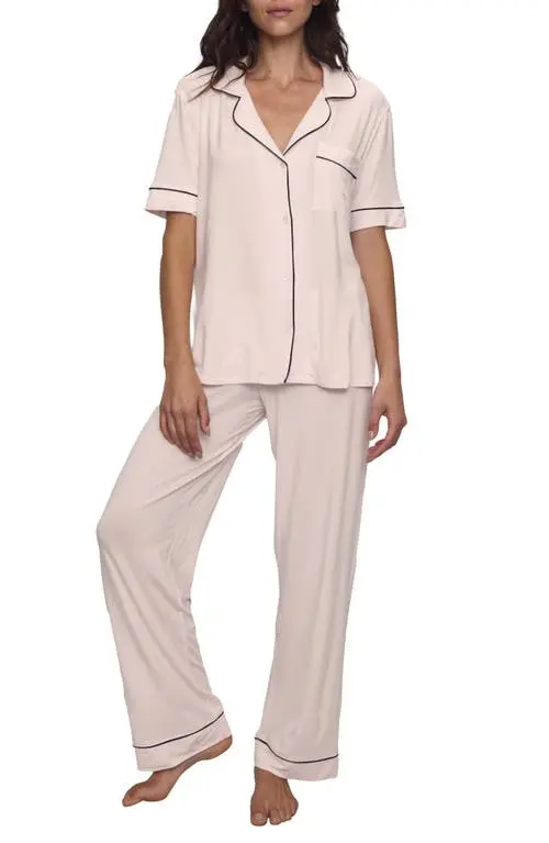 Eberjey Gisele Short Sleeve Pant Pajamas - Sorbet Pink/black
