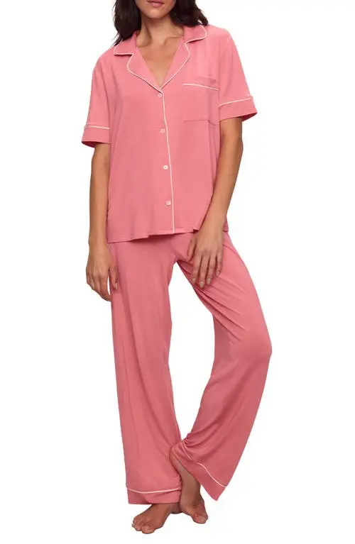 Eberjey Gisele Short Sleeve Pant Pajamas - Sunkissed Coral/ Ivory