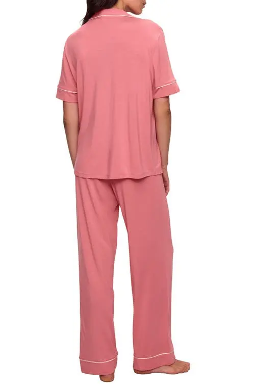 Eberjey Gisele Short Sleeve Pant Pajamas - Sunkissed Coral/ Ivory