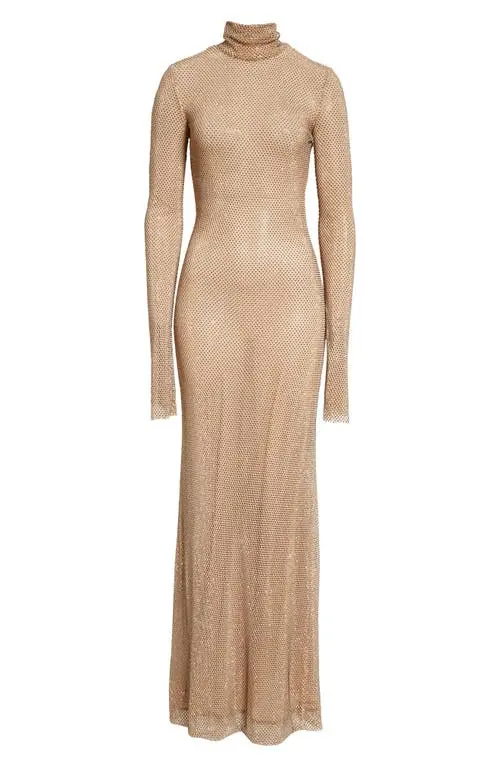 LAQUAN SMITH Studded Long-sleeve Gown - Gold | Editorialist