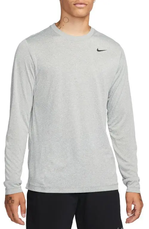 Nike Legend Long-sleeve Dri-fit Training T-shirt - Grey/silver/htr/black