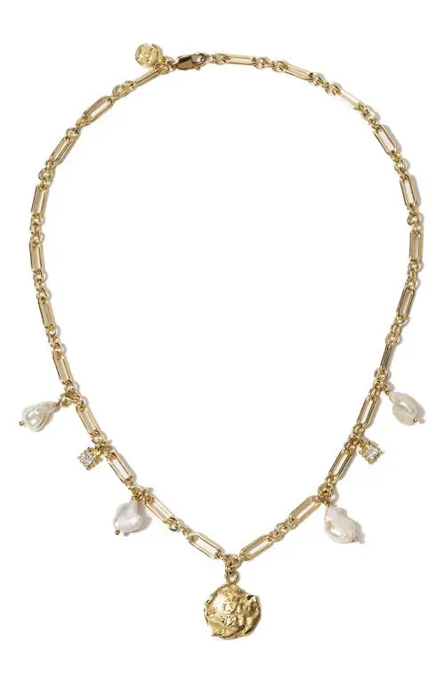 CHILD OF WILD Capri Keshi Pearl Charm Necklace - Gold