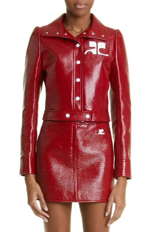 COURREGES Logo Patch Vinyl Jacket - Red