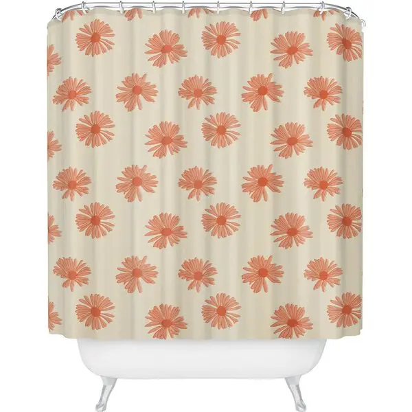 DENY DESIGNS Gerber Daisy Shower Curtain - Orange