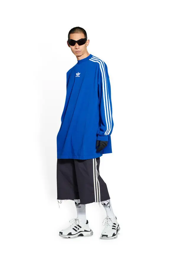 Balenciaga Adidas Long Sleeve T-Shirt Oversized Blue Editorialist