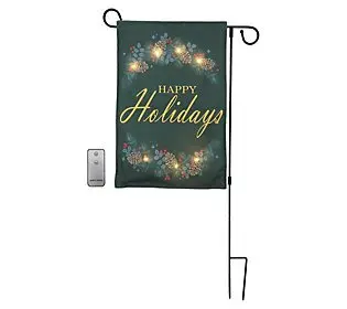 LUMABASE Lit Banner W/stand & Remote Control Appy Holidays - One-color