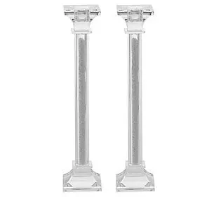 COPA JUDAICA Crystal Candlesticks With Silver C Rushed Stones