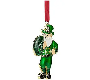 NORTHLIGHT 3.5 Green & Brass-plated Irish Santa Ornament