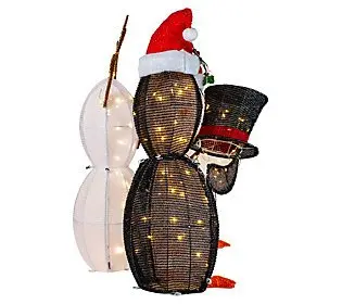 NORTHLIGHT S/3 Led Penguins Building Snowman De Oration