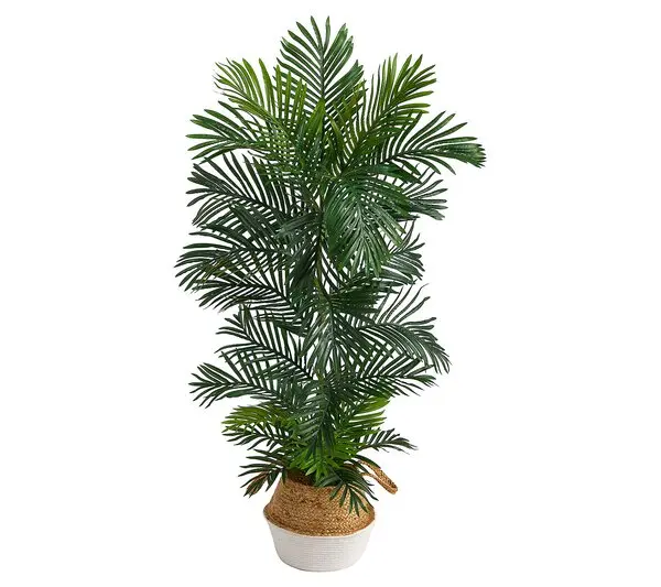 NEARLY NATURAL 5' Areca Artificial Palm Tree In Woven Planter - One-color