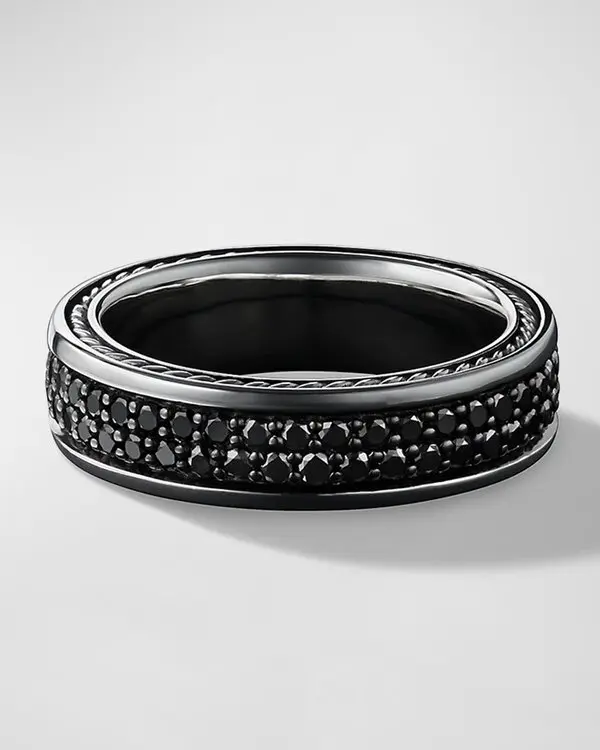 David Yurman Streamline Two-row Band Ring With Black Diamonds - Black Diamond