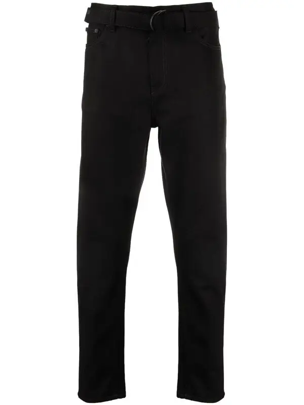 Off-White Indust Belted Slim-fit Jeans - Black