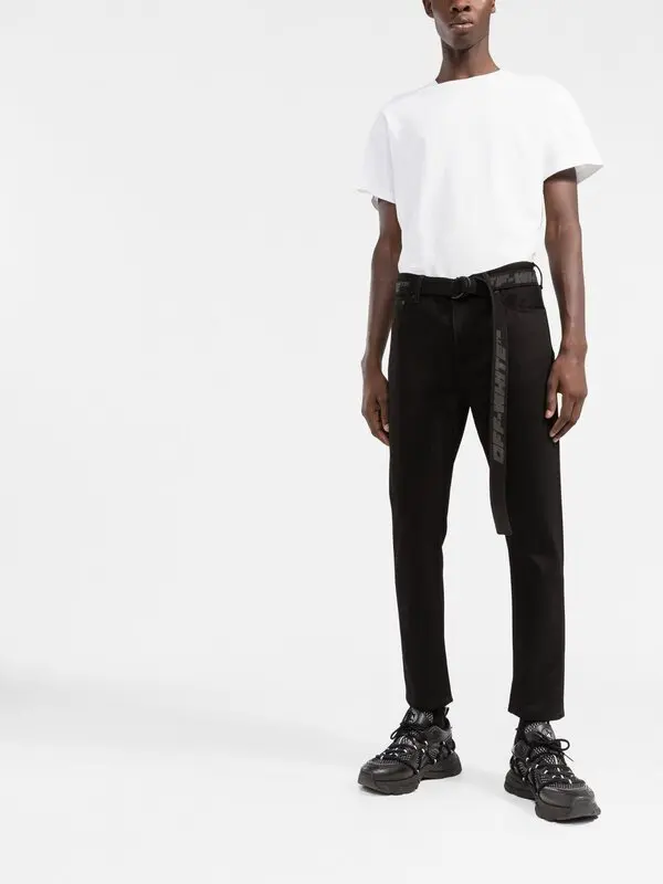 Off-White Indust Belted Slim-fit Jeans - Black
