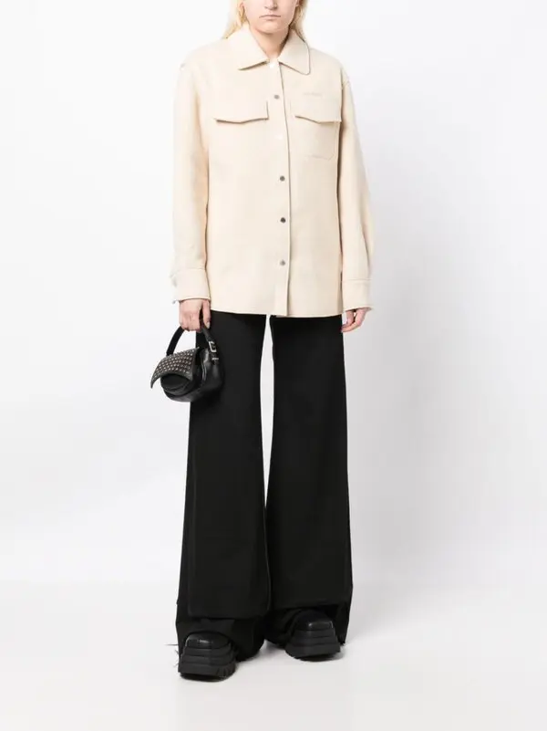 Off-White Embroidered Logo Shirt Jacket - Neutrals