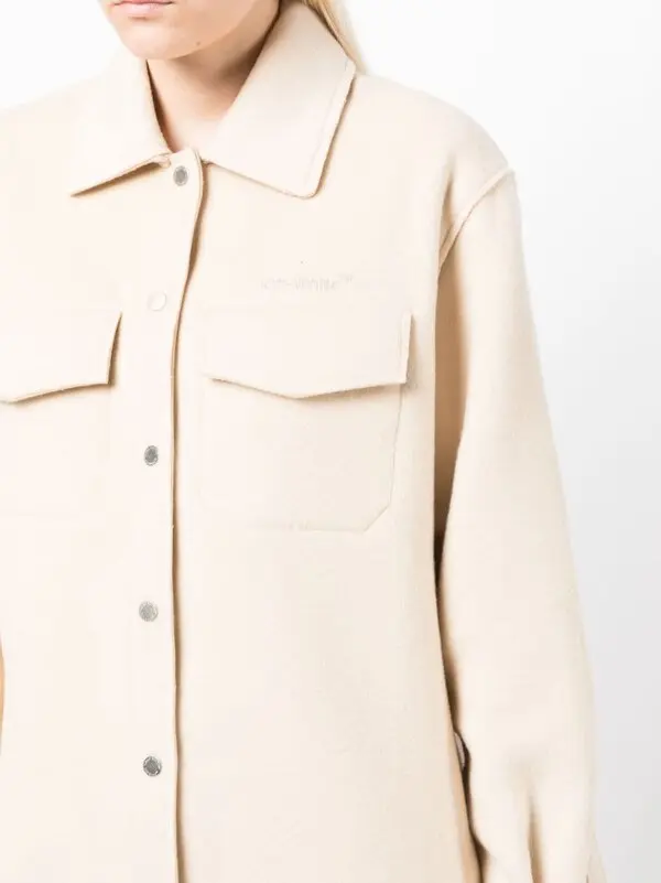 Off-White Embroidered Logo Shirt Jacket - Neutrals
