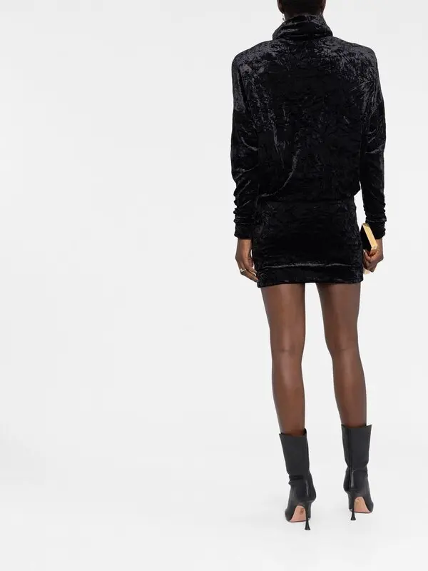 Saint Laurent Roll-neck Velvet Effect Minidress