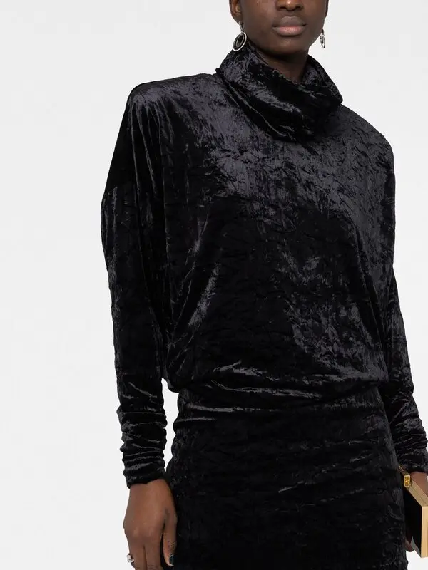 Saint Laurent Roll-neck Velvet Effect Minidress