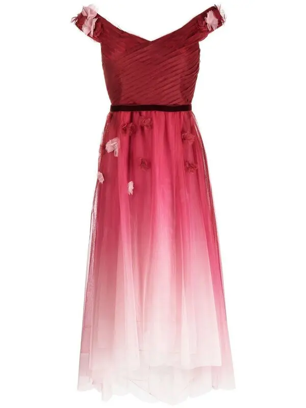 Marchesa Floral-appliqué Ombré-effect Gown