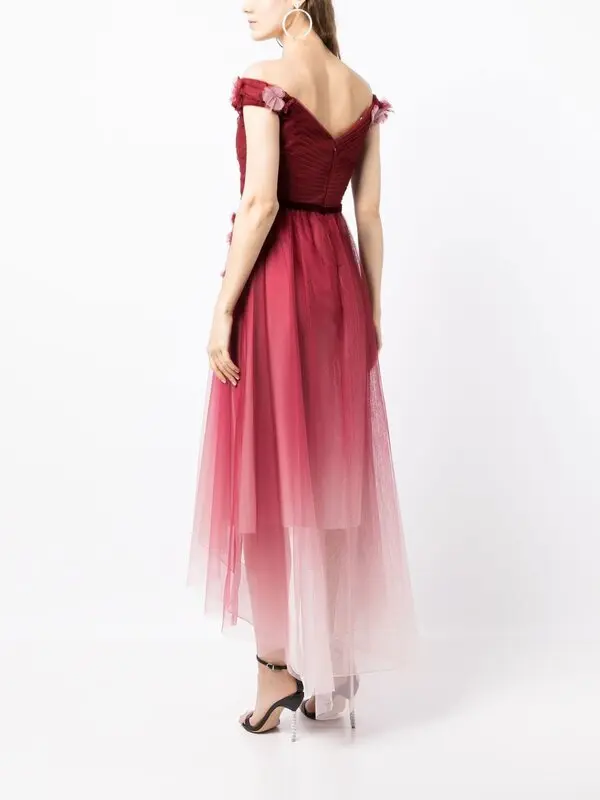 Marchesa Floral-appliqué Ombré-effect Gown