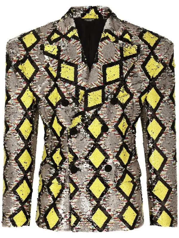 Dolce & Gabbana Sequin-embellished Double-breasted Blazer - Neutrals