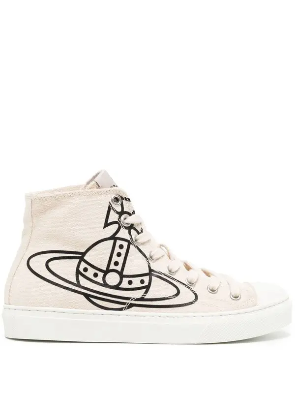 VIVIENNE WESTWOOD Orb-print High-top Sneakers - White