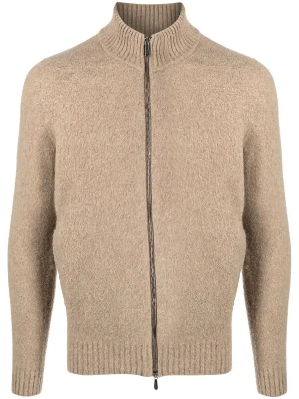DRUMOHR Zip-up High Neck Jumper - Brown