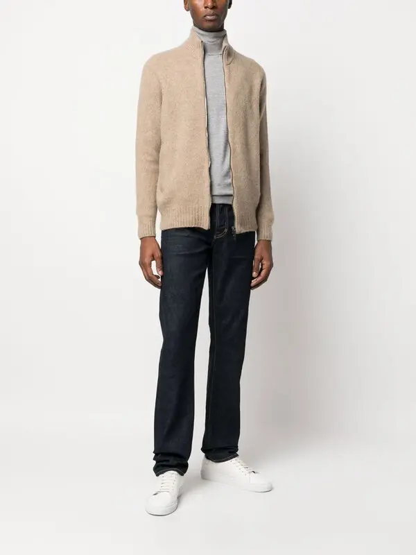 DRUMOHR Zip-up High Neck Jumper - Brown
