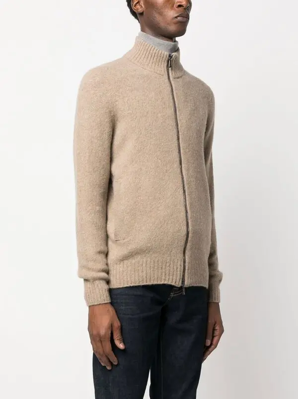 DRUMOHR Zip-up High Neck Jumper - Brown