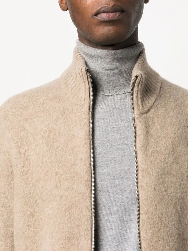 DRUMOHR Zip-up High Neck Jumper - Brown