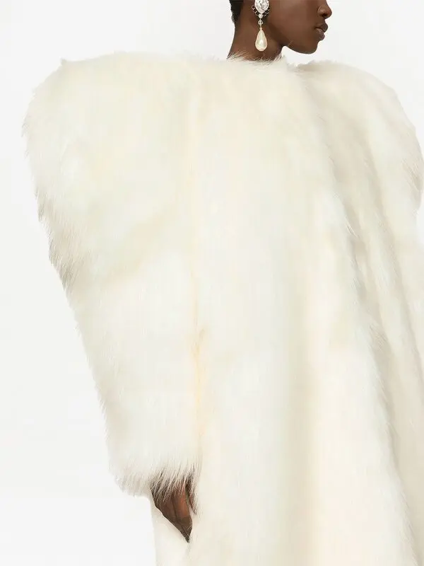 Dolce & Gabbana Butterfly-shoulder Faux-fur Coat