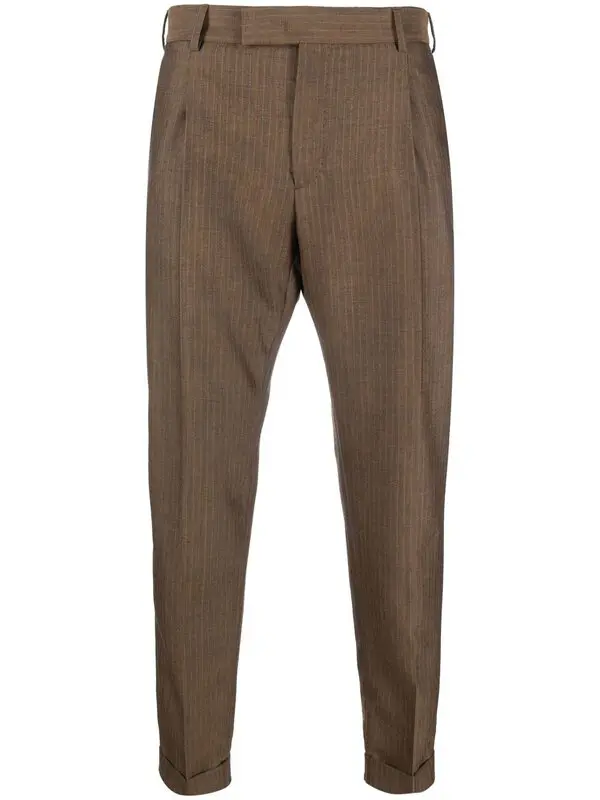 PT TORINO Cropped Tailored Trousers - Brown