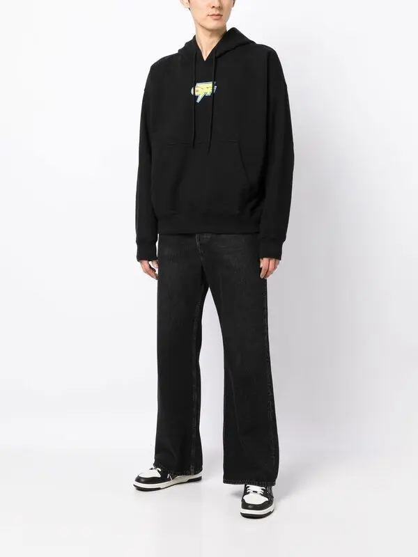 Off-White Thunder Print Skate Hoodie - Black