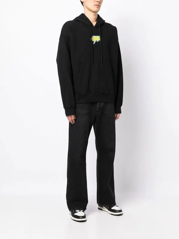 Off-White Thunder Print Skate Hoodie - Black
