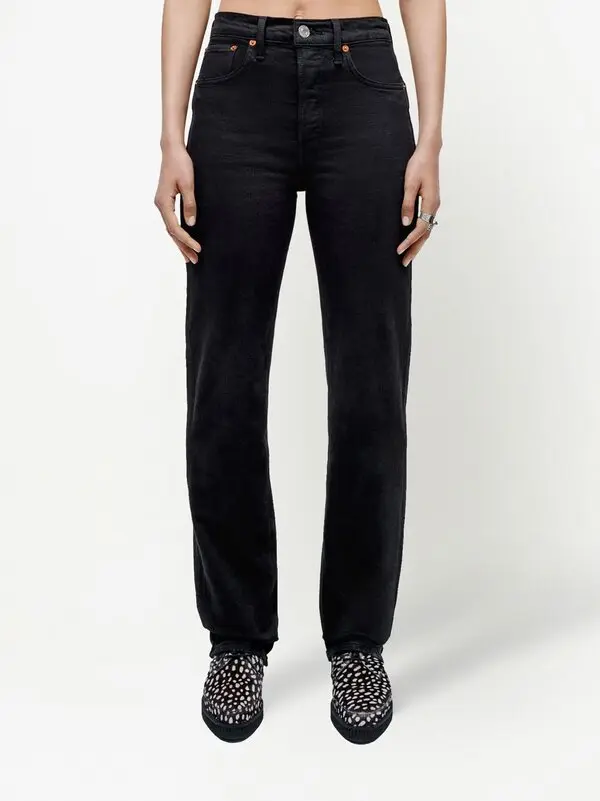 RE/DONE Straight-leg High-rise Jeans - Black