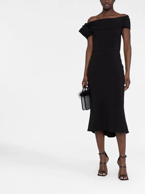 Marchesa Off-shoulder Midi Dress